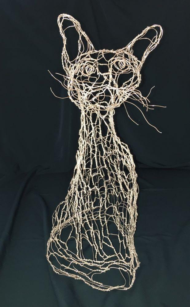 Silver Wire Cat Sculpture – The Highlight Gallery