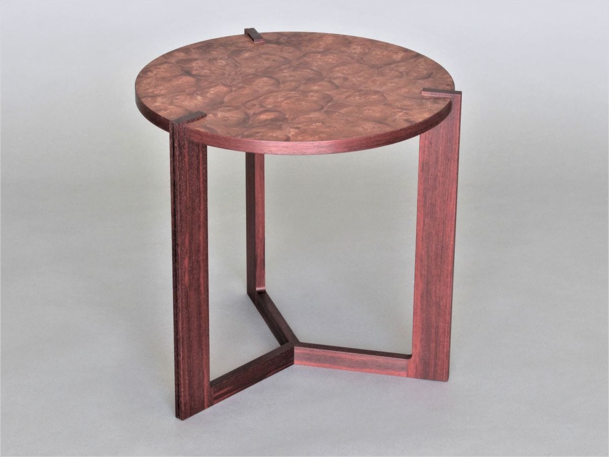 FLW Side Table in Pelin Burl with Padauk – The Highlight Gallery