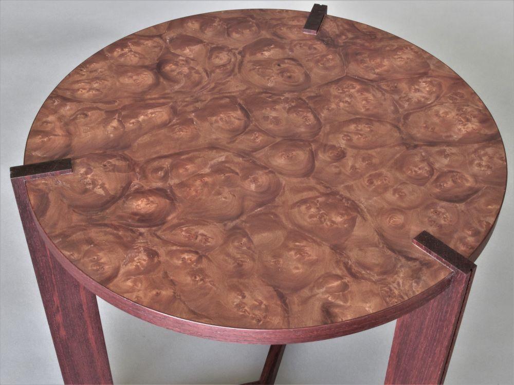 FLW Side Table in Pelin Burl with Padauk – The Highlight Gallery